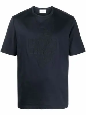 FERRAGAMO Gancini-embroidered T-shirt Blue