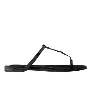 Saint Laurent Cassandra Logo-embellished Patent-leather Sandals