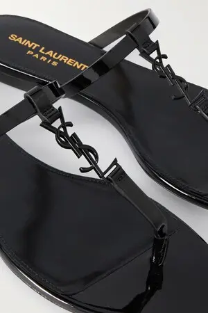 Saint Laurent Cassandra Logo-embellished Patent-leather Sandals