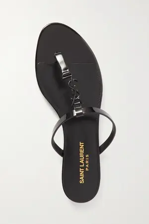 Saint Laurent Cassandra Logo-embellished Patent-leather Sandals