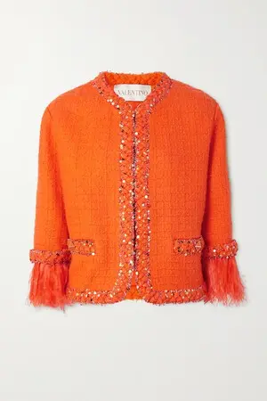 Valentino Garavani Embellished Wool-blend Tweed Jacket