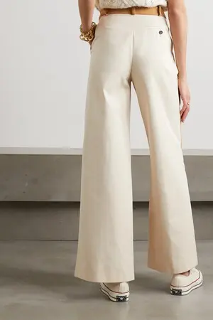 HALFBOY Paneled Suede Wide-leg Pants