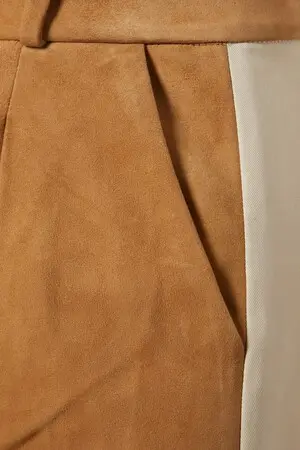 HALFBOY Paneled Suede Wide-leg Pants