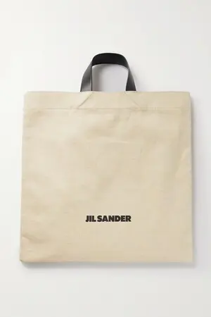 JIL SANDER Leather-trimmed Canvas Tote