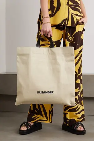 JIL SANDER Leather-trimmed Canvas Tote