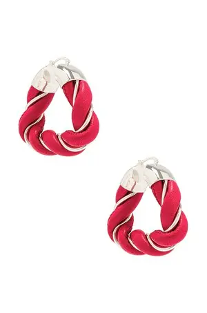 Bottega Veneta Twist Hoop Earrings - Scarlet Washed
