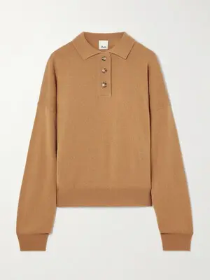 ALLUDE Wool And Cashmere-blend Polo Sweater - Brown