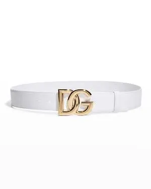 Dolce & Gabbana Dolce & Gabbana DG Logo Leather Belt White/gold