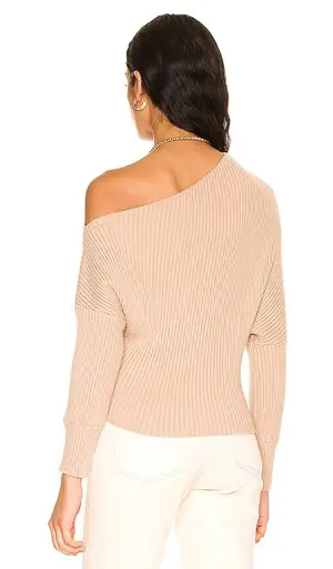 Line & Dot Blair Off Shoulder Sweater In Beige