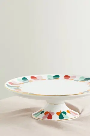 La DoubleJ Gold-plated Porcelain Cake Stand - White