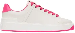 Balmain Balmain White & Pink B-Court Sneakers Gig Blanc/rose Fluo
