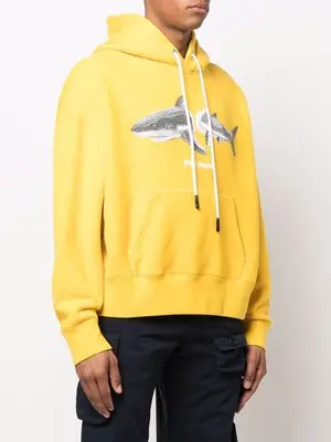Palm Angels Embroidered Shark Motif Hoodie - Yellow