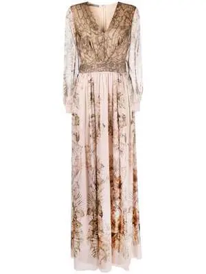 Alberta Ferretti Long Sleeve Maxi Dress