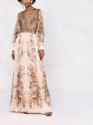 Alberta Ferretti Long Sleeve Maxi Dress