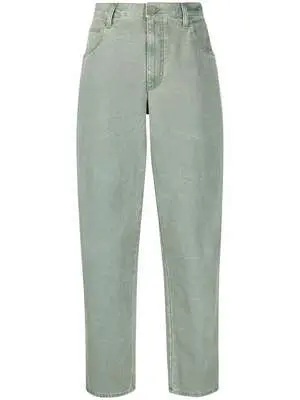 Alberta Ferretti Light Cotton High-waisted Tapered Jeans - Green