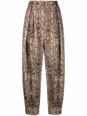 Alberta Ferretti Snakeskin Print Tapered Trousers