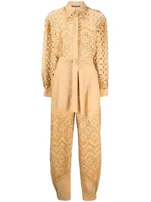 Alberta Ferretti Broderie Anglaise Jumpsuit - Yellow