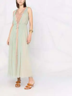 Alberta Ferretti Silk-chiffon Panelled Midi Dress