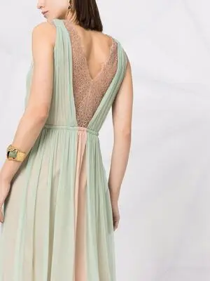 Alberta Ferretti Silk-chiffon Panelled Midi Dress
