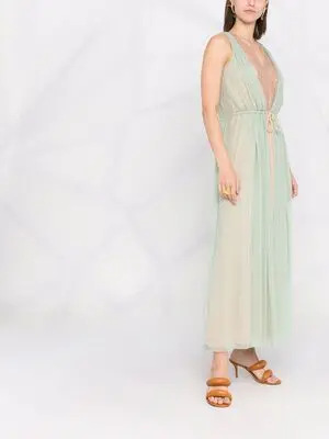 Alberta Ferretti Silk-chiffon Panelled Midi Dress