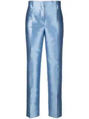 Alberta Ferretti Satin Finish Straight-leg Trousers - Blue