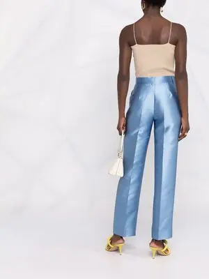 Alberta Ferretti Satin Finish Straight-leg Trousers