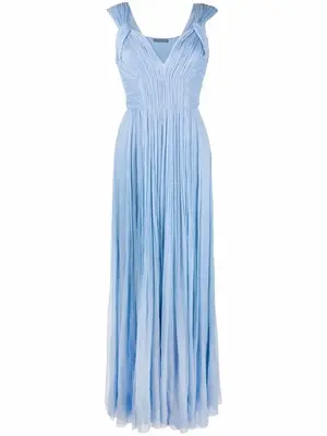 Alberta Ferretti Ruched Silk Dress - Blue