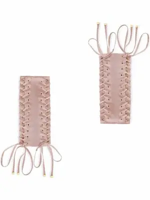 Dolce & Gabbana Eyelet-detail Satin Gloves - Pink