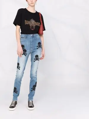 Philipp Plein Skull-patches Skinny Jeans - Blue
