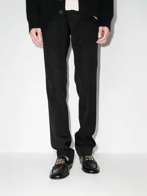Dolce & Gabbana Dg-plaque Leather Loafers - Black