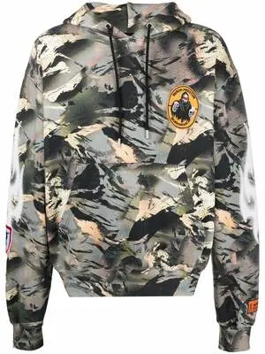 Heron Preston Camouflage Print Hoodie - Green