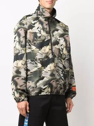 Heron Preston Logo-tape Camouflage Windbreaker Jacket