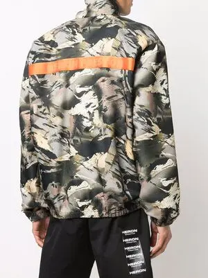 Heron Preston Logo-tape Camouflage Windbreaker Jacket