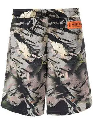 Heron Preston Abstract-print Swim Shorts - Green