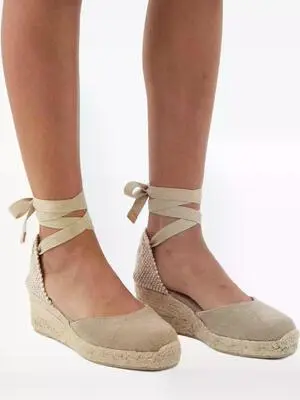 CastaÑer Lace-up Wedge Espadrilles - Neutrals