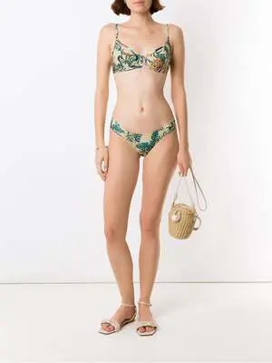 LYGIA & NANNY Cassis Leaf-print Bikini Top