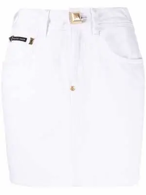 Philipp Plein Denim Mini Skirt - White