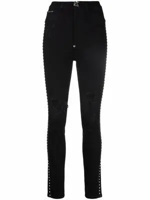 Philipp Plein Crystal-embellished Jeggings - Black