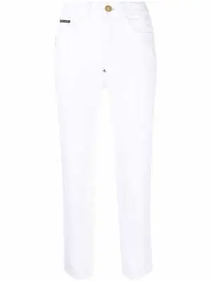 Philipp Plein Boyfriend Cropped Jeans - White