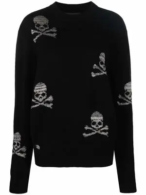 Philipp Plein Metallic Kull Crew Neck Jumper