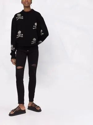 Philipp Plein Metallic Kull Crew Neck Jumper