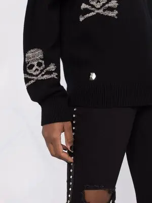 Philipp Plein Metallic Kull Crew Neck Jumper
