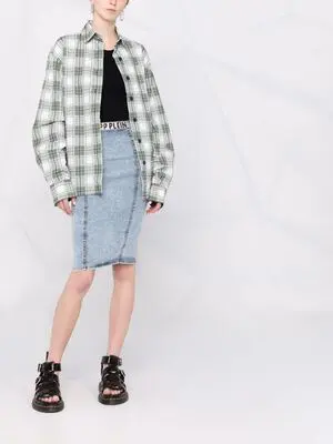 Philipp Plein Stones Denim Pencil Skirt