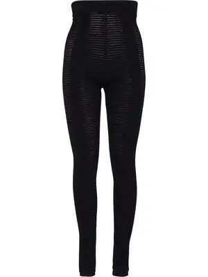 Balmain High-waisted Sheer Knitted Leggings - Black