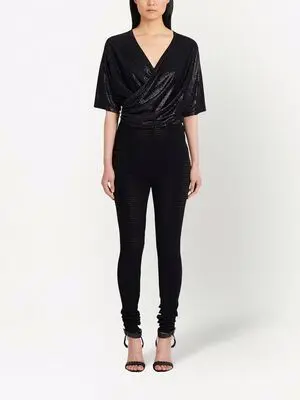 Balmain High-waisted Sheer Knitted Leggings - Black