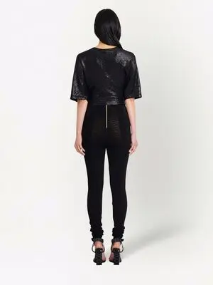 Balmain High-waisted Sheer Knitted Leggings - Black
