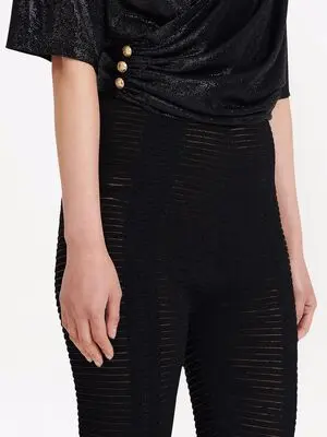 Balmain High-waisted Sheer Knitted Leggings - Black