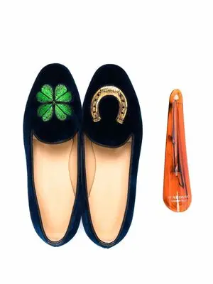 SCAROSSO Myrtle Embroidered Velvet Loafers