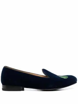 SCAROSSO Daisy Embroidered Velvet Slippers