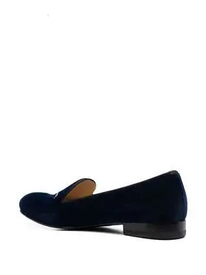 SCAROSSO Daisy Embroidered Velvet Slippers